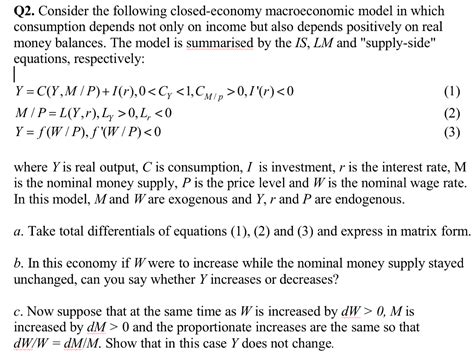 Solved Q Consider The Following Closed Economy Chegg