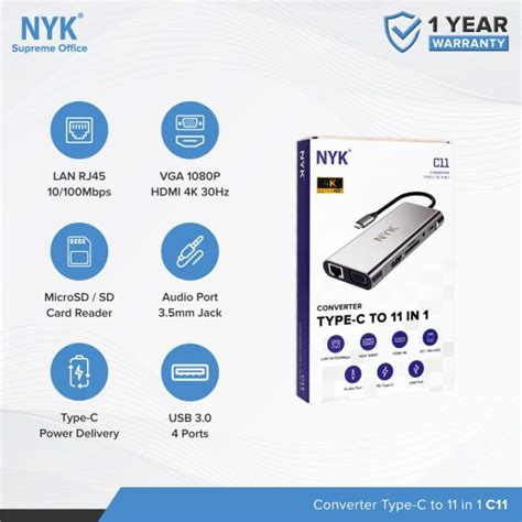 Nyk Converter Supreme C11 Type C To 11 In 1 Multiport And Multifunction