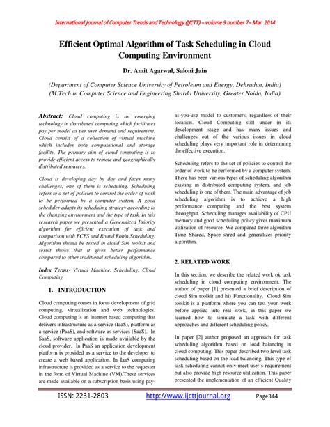 Pdf Efficient Optimal Algorithm Of Task Scheduling In Cloud Computing Environment