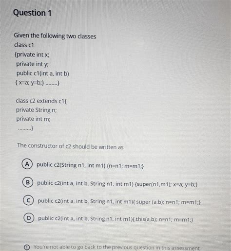 Solved Question Given The Following Two Classes Class Chegg