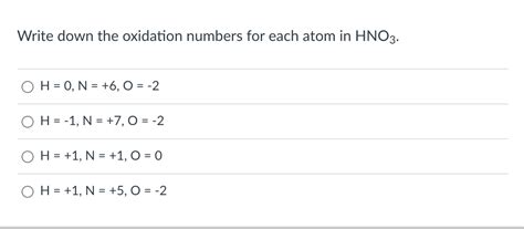 Solved Write Down The Oxidation Numbers For Each Atom In Chegg Com