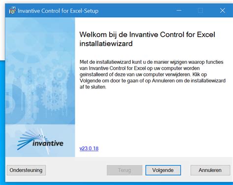 invantive control voor excel installatiewizard voortijdig beeindigd