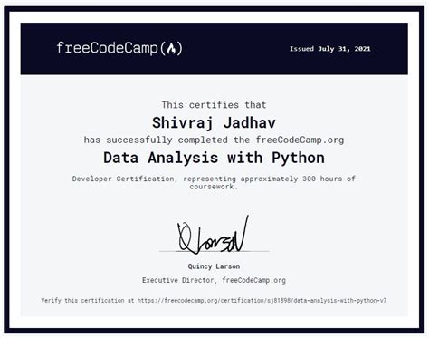 Thankyou Python Datascience Freecodecamp Certificateofcompletion