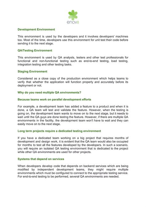 Why Do You Need Multiple Qa Environments Pdf
