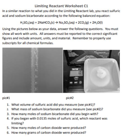 Solved Limiting Reactant Worksheet C In A Similar Reaction Chegg