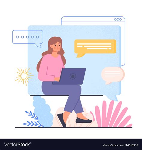 Client With Laptop Typing Question Royalty Free Vector Image