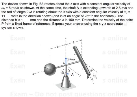 Solved The Device Shown In Fig B Rotates About The Z Axis Chegg
