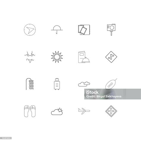 여행 및 관광 선형 얇은 아이콘 설정합니다 간단한 벡터 아이콘 설명 0명에 대한 스톡 벡터 아트 및 기타 이미지 0명 교차로 날씨 Istock