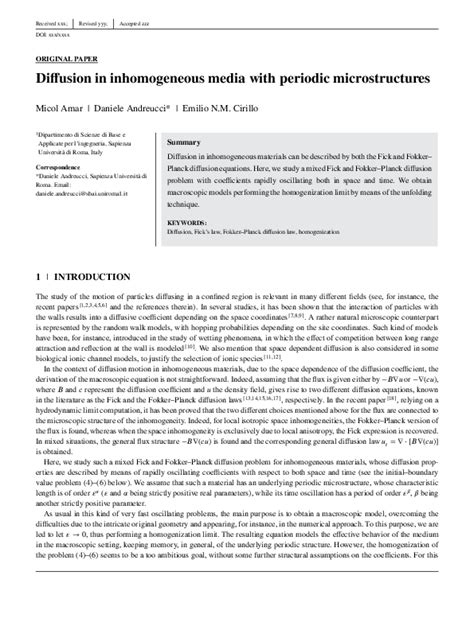 Pdf Diffusion In Inhomogeneous Media With Periodic Microstructures