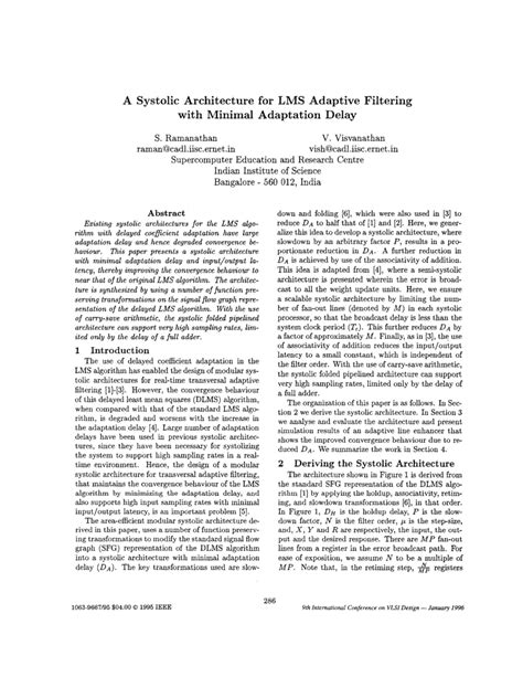 Pdf A Systolic Architecture For Lms Adaptive Filtering With Minimal