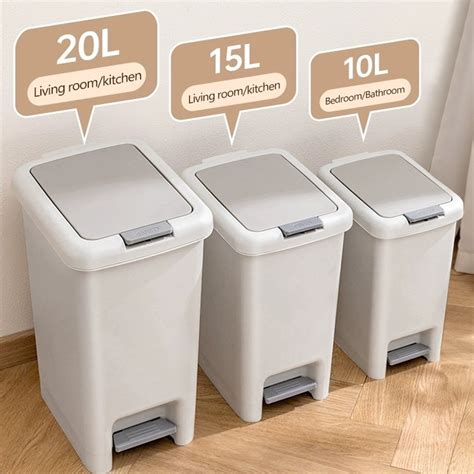 Garbage Bin Household Bathroom Kitchen With Lid Large Garbage Bin Plastic Lid Foot Pedal