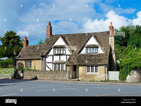 Old Half Timbered House In The Village Of Lacock Wiltshire England Uk