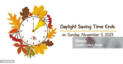 시계를 한 시간 뒤로 돌리면 일광 절약 시간제 종료 웹 알림 배너가 표시됩니다 폴백 시간 화살표 바늘이 한 시간을 거슬러 올라가는 시계 그림 Fall Back Short