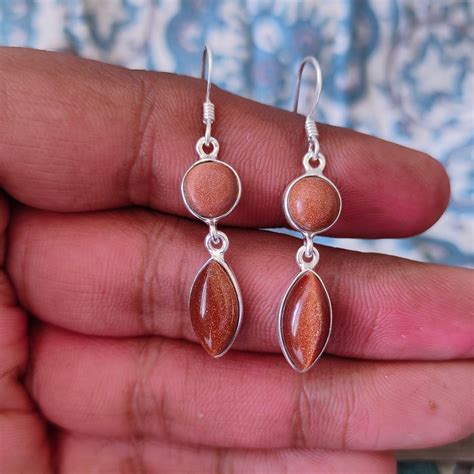 Sunstone Sterling Silver Handmade Earring Sunstone Daily Wearable