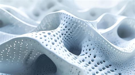 White Abstract 3d Organic Structure With Holes Futuristic Porous Material Abstract Background 3d
