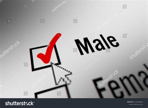 Ilustrasi Stok Mouse Cursor Choosing Male Gender Questionnaire 1192995820 Shutterstock