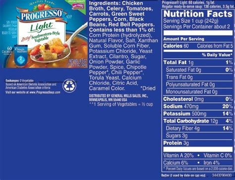 Progresso Light Vegetable Soup Nutrition Facts Americanwarmoms Org