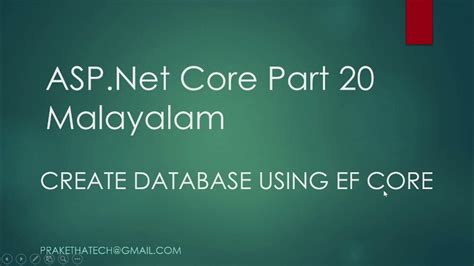 Aspnet Core Part 20 Create Database Using Ef Core Malayalam Youtube