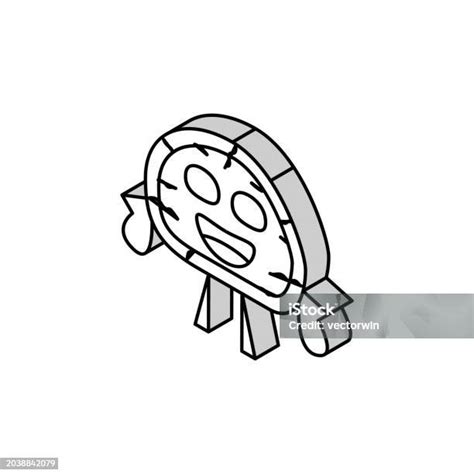 훈제 고기 캐릭터 아이소 메트릭 아이콘 벡터 일러스트 레이 션 고기에 대한 스톡 벡터 아트 및 기타 이미지 고기 귀여운 돼지고기 Istock