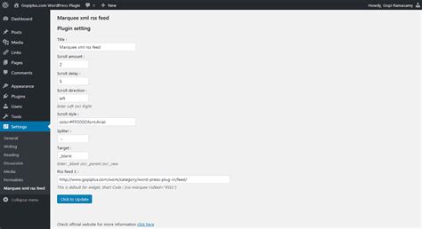 marquee xml rss feed scroll wordpress plugin