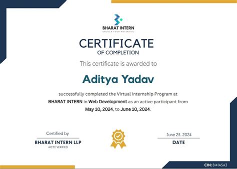 aditya yadav on linkedin bharatintern internship webdevelopment intern2k24