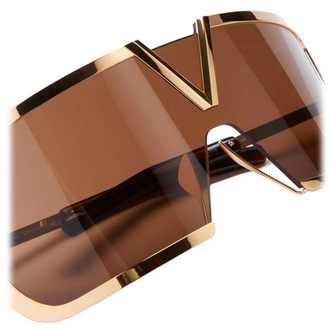 Valentino V Romask Iconic Oversized Mask Sunglasses Light Gold
