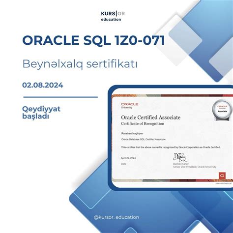 Shahin Karimov Linkedin‘de Oracle Sql Certificate