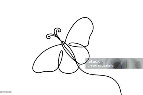 나비 하나의 연속 라인 드로잉 요소 로고 또는 장식 요소에 대 한 흰색 배경에 고립 유행 개요 스타일에서 곤충 형태의 벡터