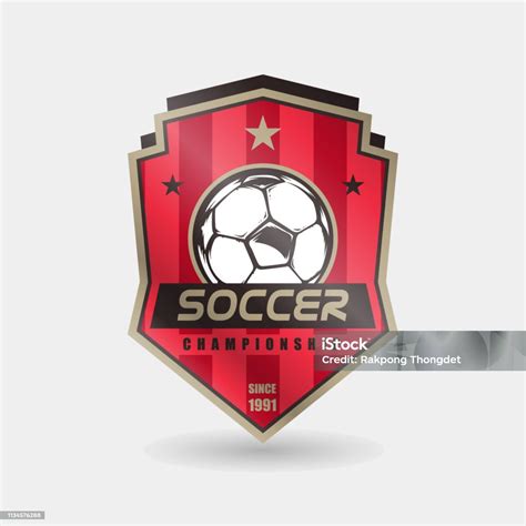 축구 축구 배지 디자인 서식 파일 흰색 배경에 고립 된 스포츠 팀 정체성 벡터 일러스트 Championship에 대한 스톡 벡터 아트 및 기타 이미지