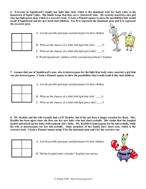 Spongebob Genetics Answer Key 28 Spongebob Worksheet For Biology