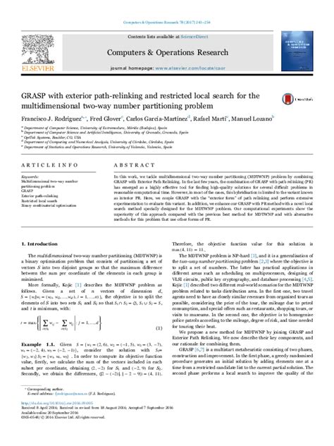 Pdf Grasp With Exterior Path Relinking And Restricted Local Search For The Multidimensional