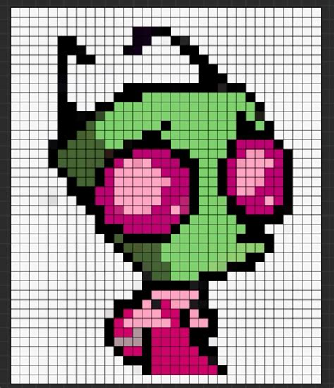 Invader Zim Crochet Pixel Art In 2024 Pixel Art Crochet Projects Pixel Art Grid
