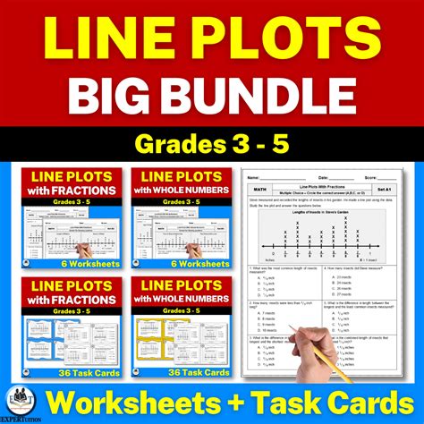 Line Plots With Fractions And Whole Numbers Worksheets And Task Cards