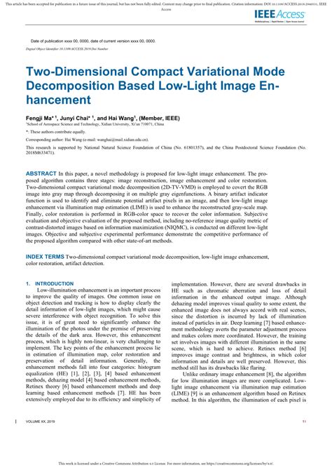 Pdf Two Dimensional Compact Variational Mode Decomposition Based Low