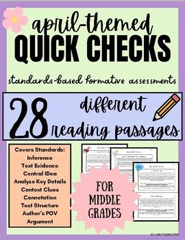 April Themed Exit Tickets Warm Ups QuickChecks Formative Assessments