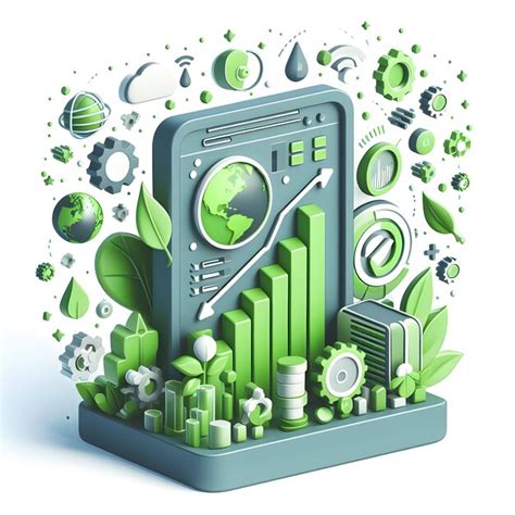 Green Data Visualization Flat 3d Icons For Environmental Reporting