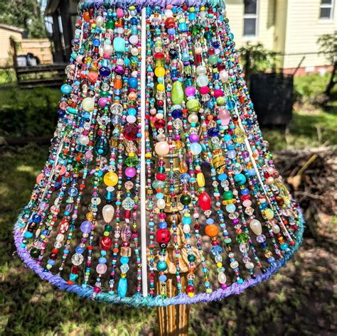 Custom Artisan Hand Beaded Colorful Bohemian Lampshade Ooak Beaded