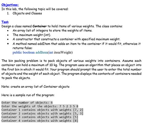 Solved Objectives In This Lab The Following Topic Will Be Chegg