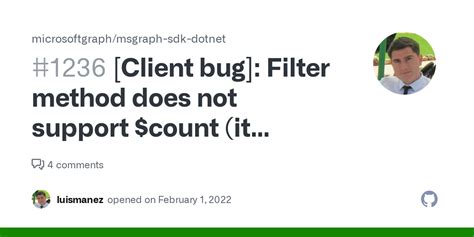 [client bug] filter method does not support count it worked in graph