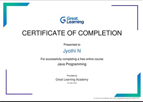 Jyothi N On Linkedin Successfully Completed Java Programming