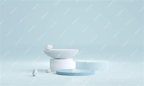 제품 프레젠테이션을 위한 바위가 있는 연단 자연의 아름다움 받침대 휴식 및 건강 3d 그림 프리미엄 사진