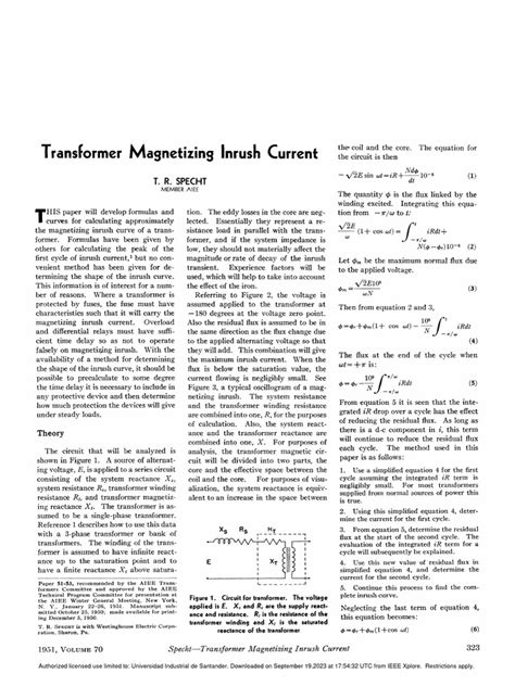 Transformer Magnetizing Inrush Current Pdf Transformer Electrical Network