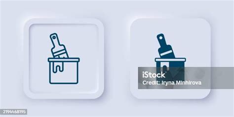채워지고 윤곽선 페인트 통 와 브러시 아이콘 고립된 통 통 에 회색 배경에 사각형 버튼 벡터 가득 찬에 대한 스톡 벡터 아트 및 기타 이미지 Istock