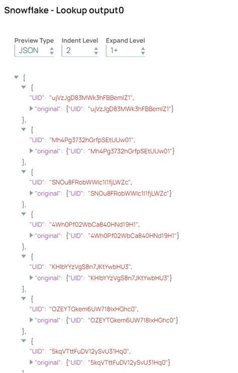 solved converting snowflake lookup results into an array snaplogic