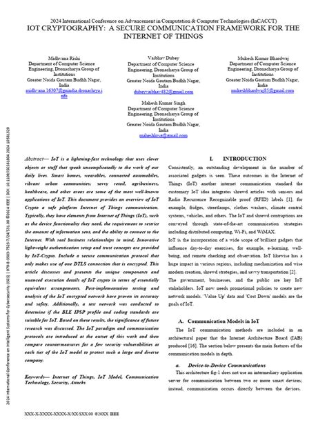 Iot Cryptography A Secure Communication Framework For The Internet Of Things Pdf Computer