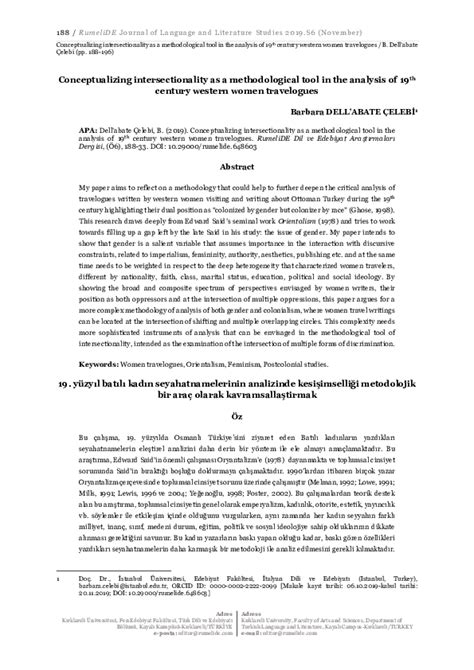Pdf Conceptualizing Intersectionality As A Methodological Tool In The Analysis Of 19th Century
