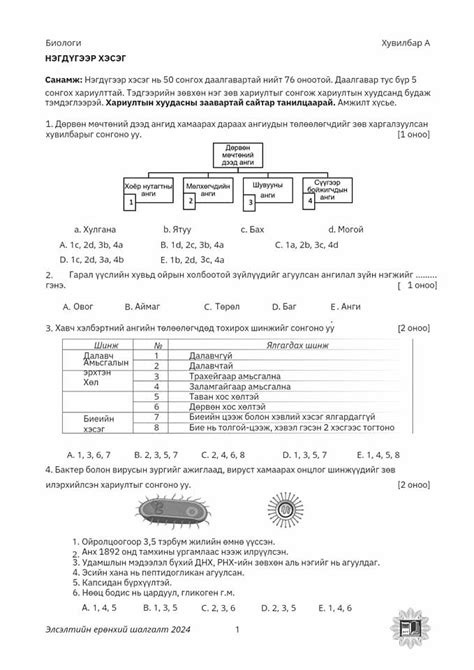 Биологийн онлайн сургалт Биологийн онлайн сургалт сорил