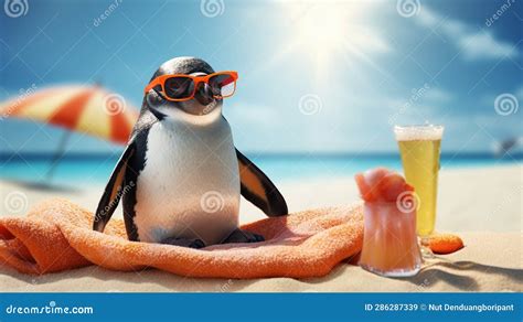 Chillin Penguin A Tropical Retreat Stock Image Image Of Trees
