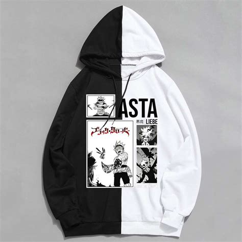 Black Clover Asta Printed Anime Splited Color Hoodie Al0912 Black Clover Merch Store