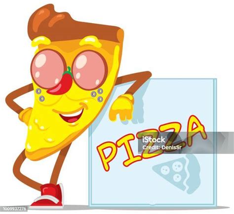 피자 스티커입니다 패스트 푸드 문자입니다 만화 화려한 디자인입니다 귀여운 피자 문자입니다 로고 만화 스타일입니다 벡터 그림을 흰색 배경에 고립입니다 귀여운에 대한 스톡 벡터